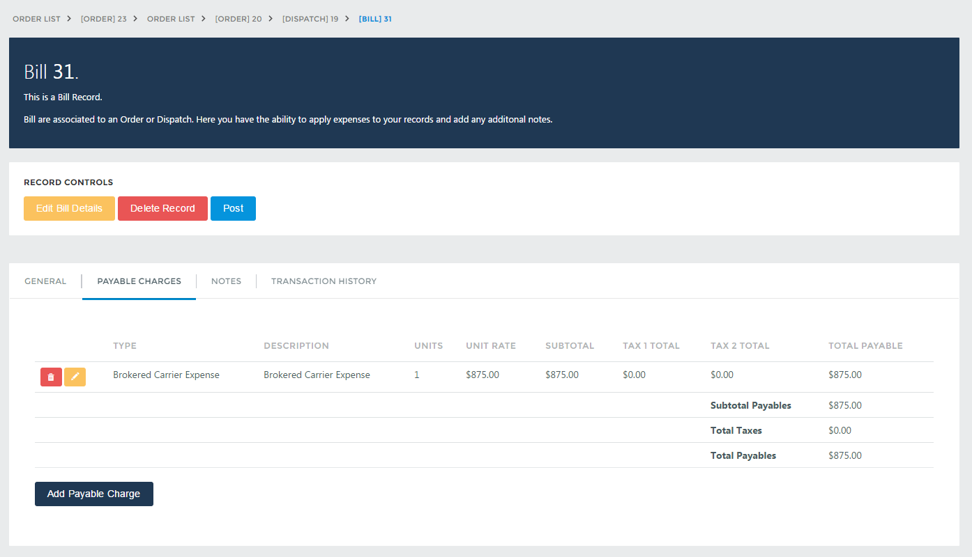 Dispatching an Order