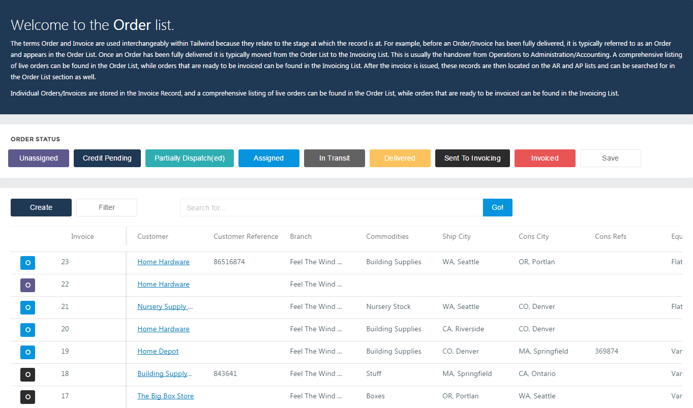 Dispatching an Order