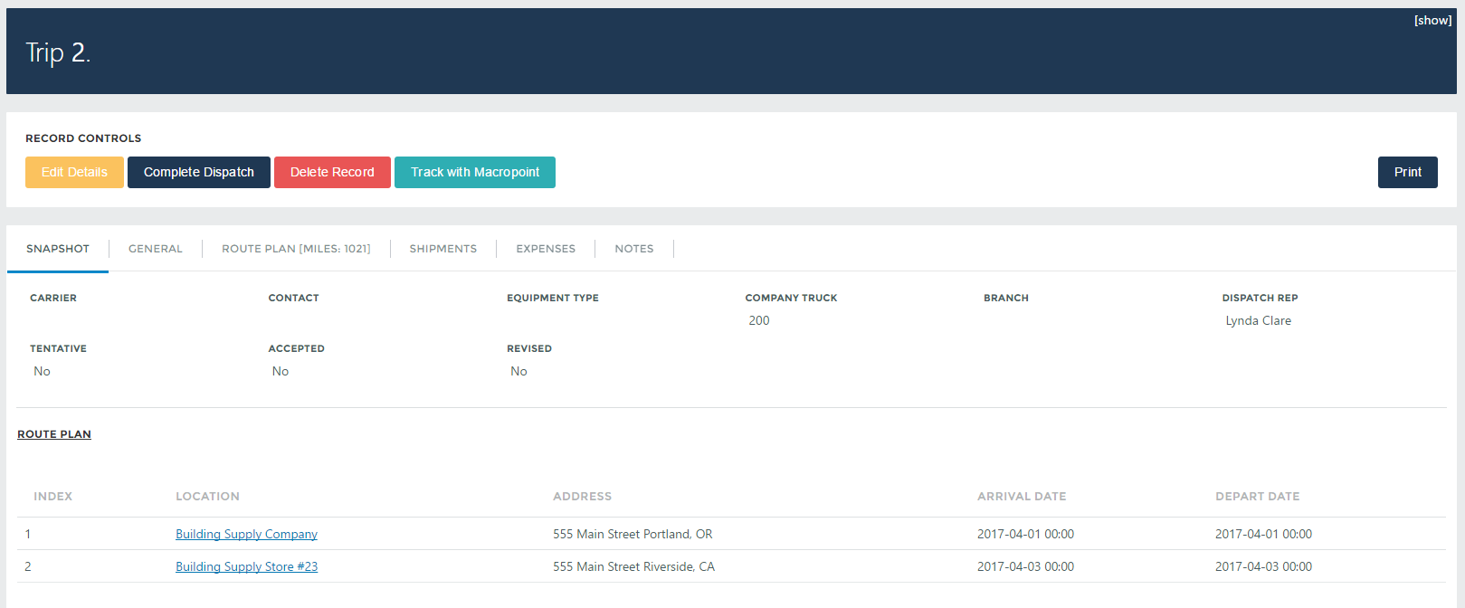 MacroPoint Integration & Tracking