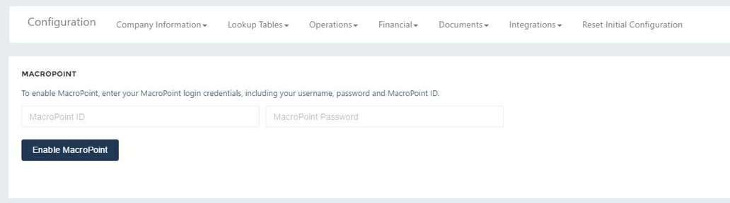 MacroPoint Integration & Tracking