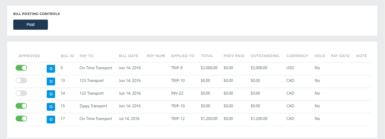 Creating and Posting a Bill