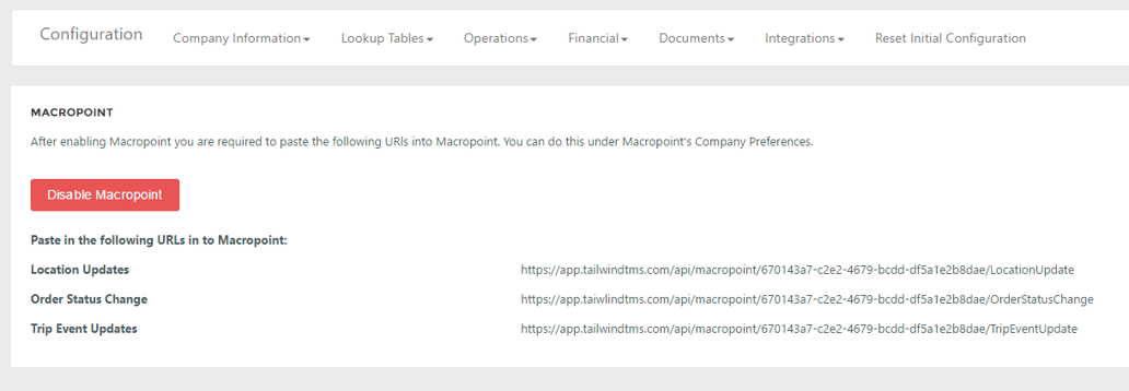 MacroPoint Integration & Tracking
