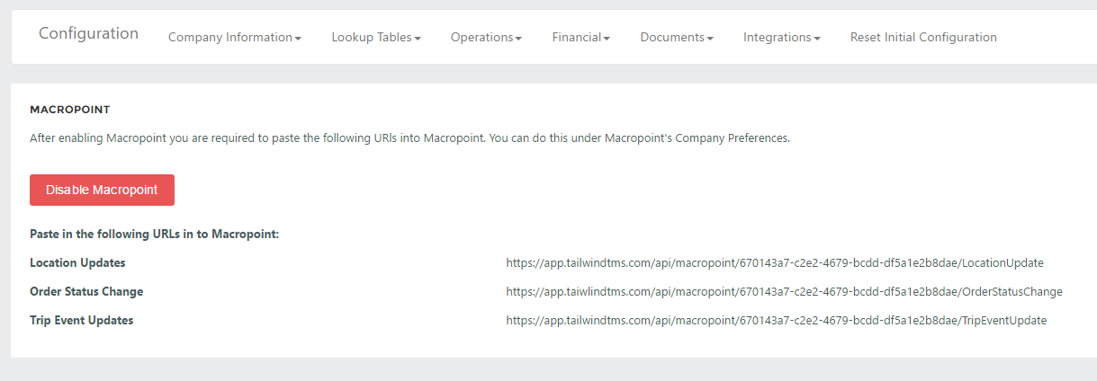MacroPoint Integration & Tracking