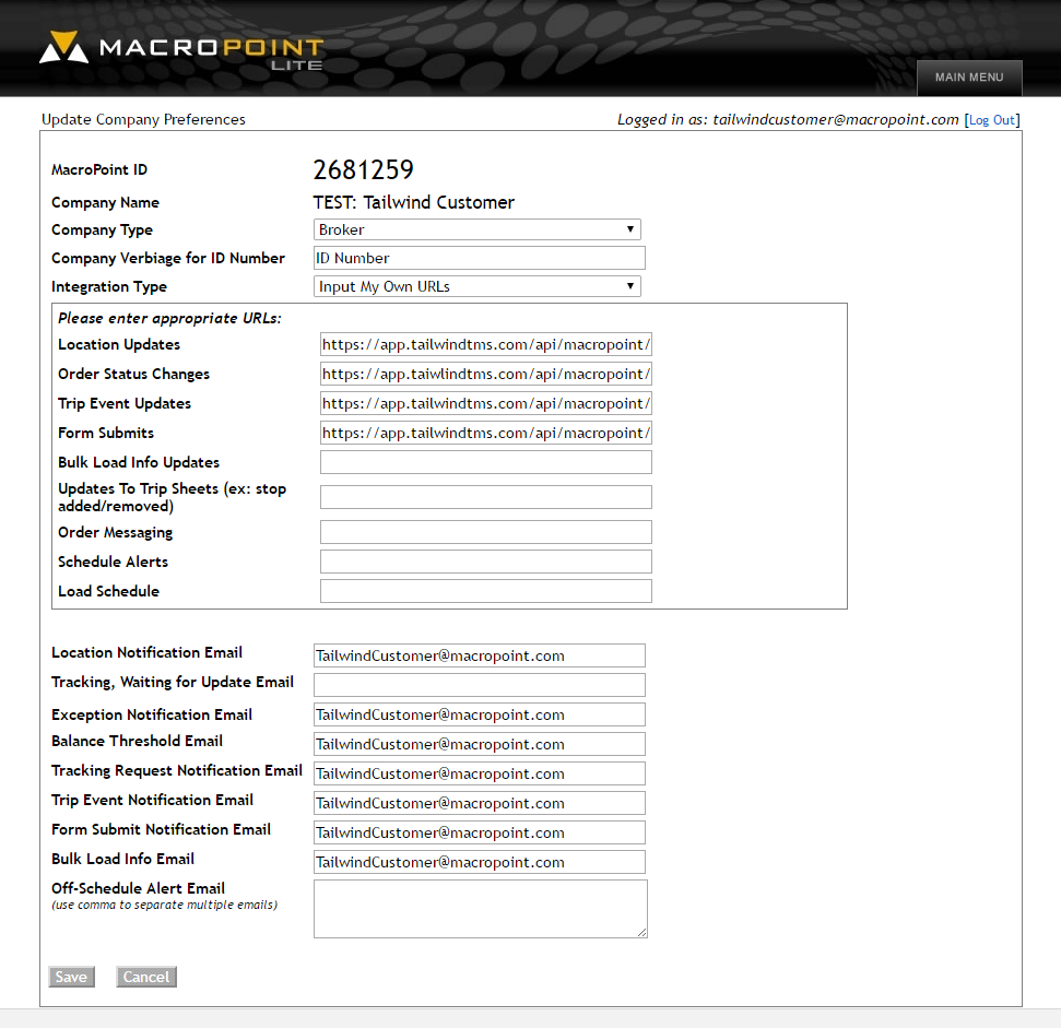 MacroPoint Integration & Tracking