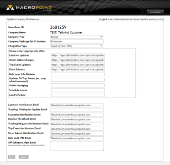 MacroPoint Integration & Tracking